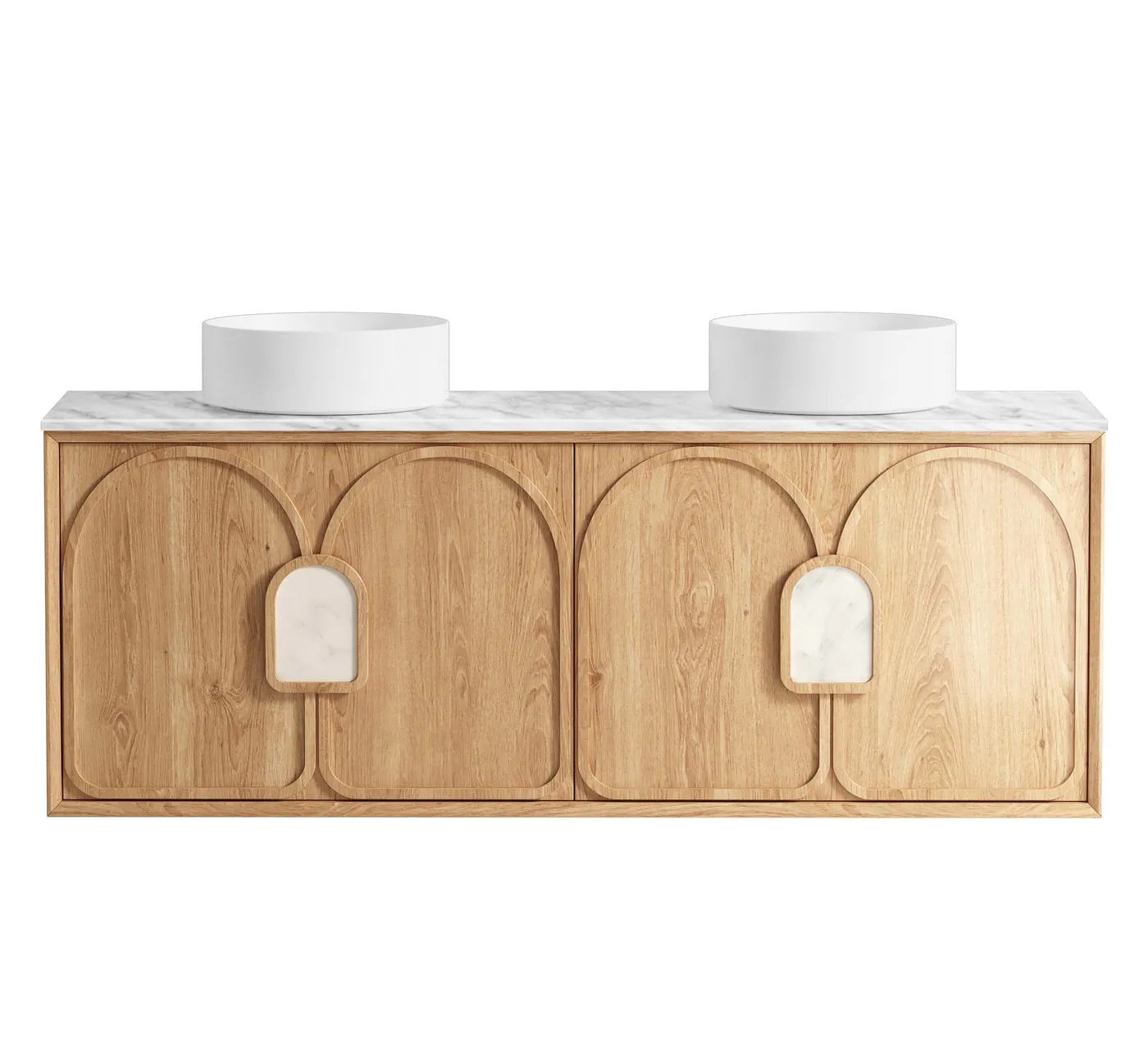 Otti Laguna 1800mm Natural American Oak Vanity With Natural Carrara ...