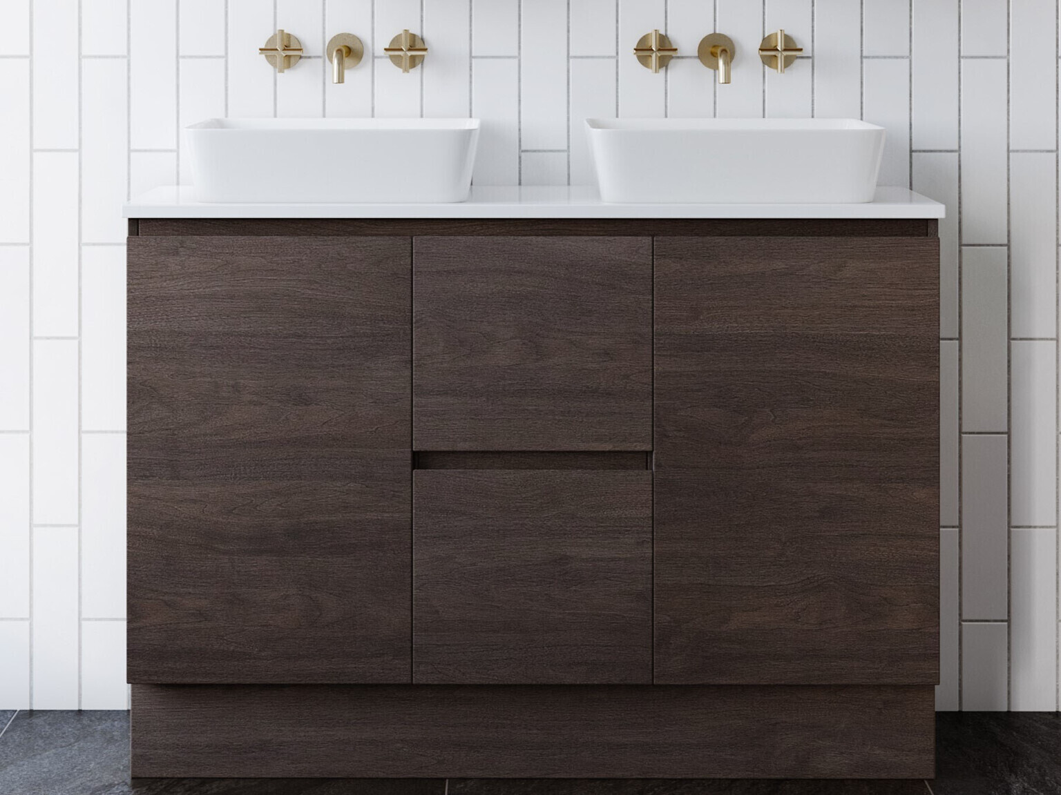 Timberline Nevada 1200mm Double Bowl Floorstanding Vanity With Alpha ...